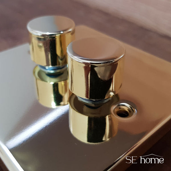 Polished Brass 2 Gang 13A 2 USB Twin Double Switched Plug Socket - Bla ...