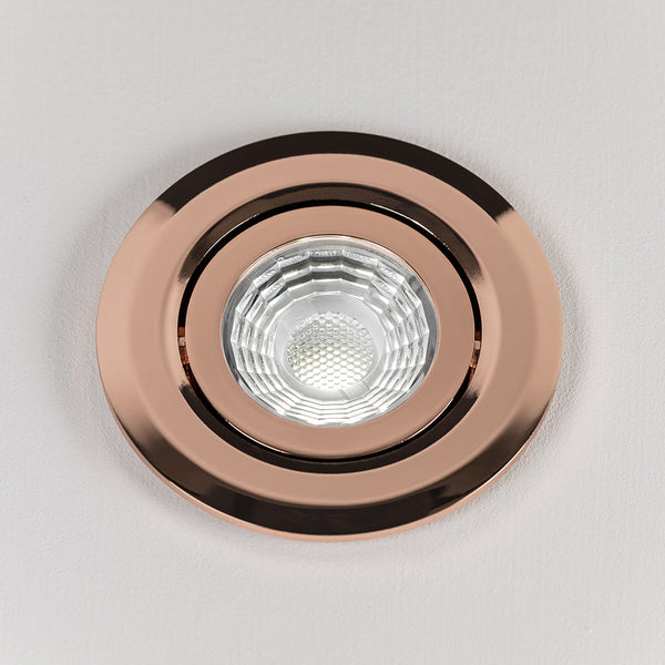 Rose Gold Tiltable 3K Warm White Fire Rated LED 6W IP44 High CRI Dimma ...
